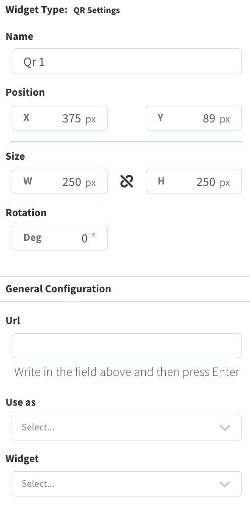 QR Code Widget Configuration QR Code Widget Configuration